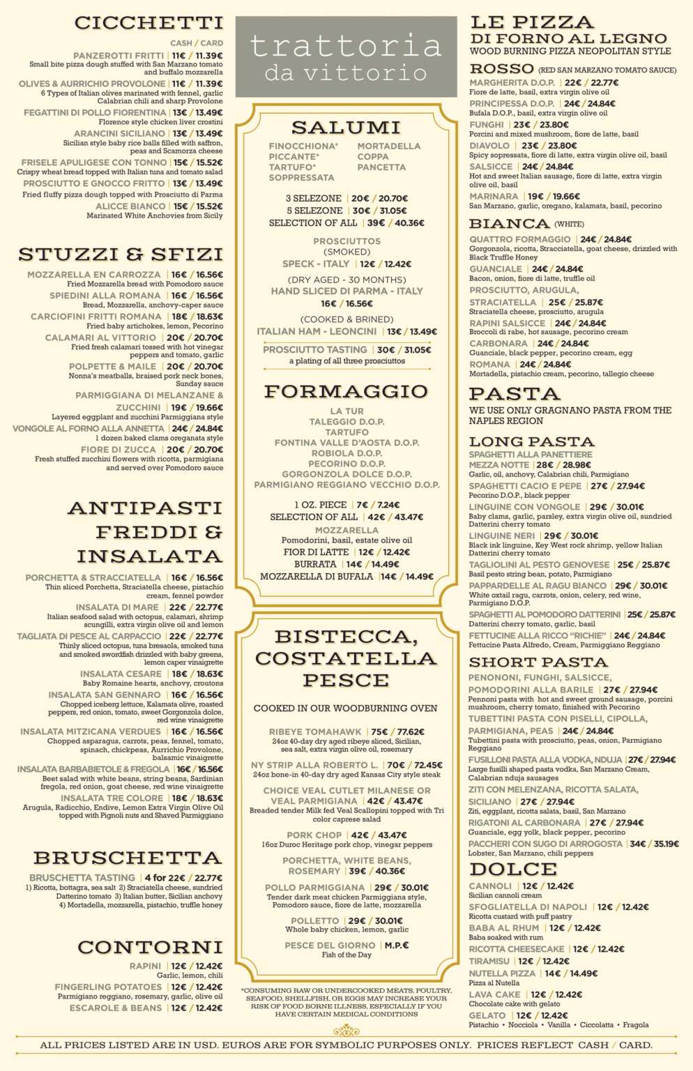Menus - Trattoria da Vittorio